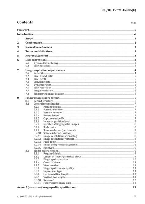 ISO IEC 19794 4 2005 Information Technology Biometric Data Interchange Formats Part 4 Finger
