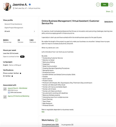 Upwork Profile Example Upwork Profile Upwork Virtual The Best Way To