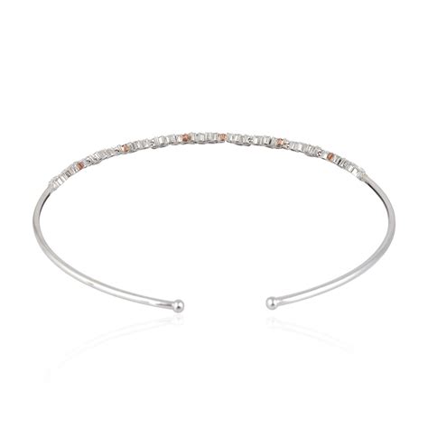 Rosecut Diamonds Choker Necklace With Pink Sapphire Made In 18k White