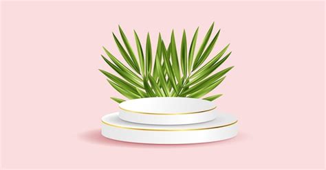 현실적인 3d 실린더 받침대 연단 제품 무대 쇼케이스 현장 프리미엄 벡터