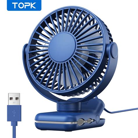 환풍기 Topk 소형 휴대용 클립 선풍기 Usb 데스크 선풍기 3 가지 속도 강한 기류 720 ° 회전 초저소음 가정 및