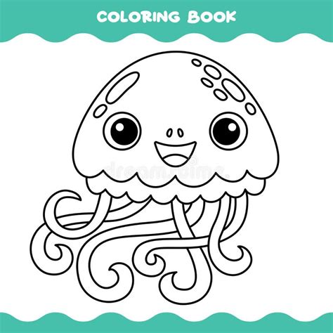 Coloring Page With Cartoon Octopus Stock Illustration Illustration Of