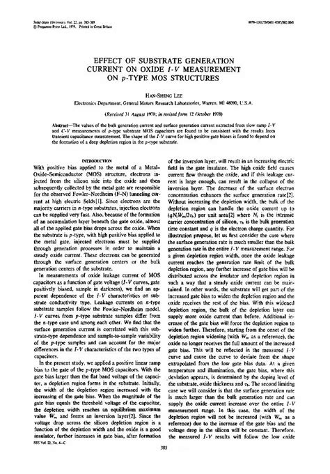 pdf effect of substrate generation current on oxide i v measurement
