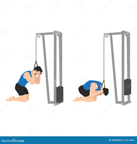 Man Doing Lat Pulldown Pull Ups Exercise Vector Illustration