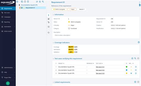 view requirement coverage and validation squash tm documentation