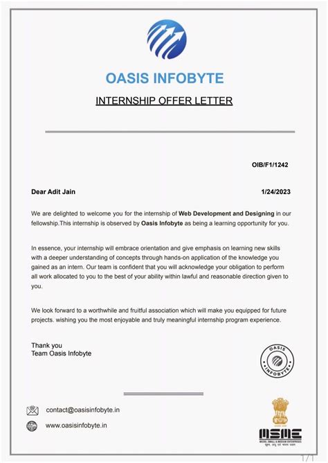 Adit Jain On Linkedin Oasisinfobyte Webdevelopment Internship