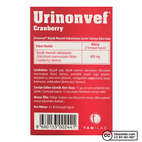 Urinonvef Cranberry 3 x 30 Kapsül | Vitaminler