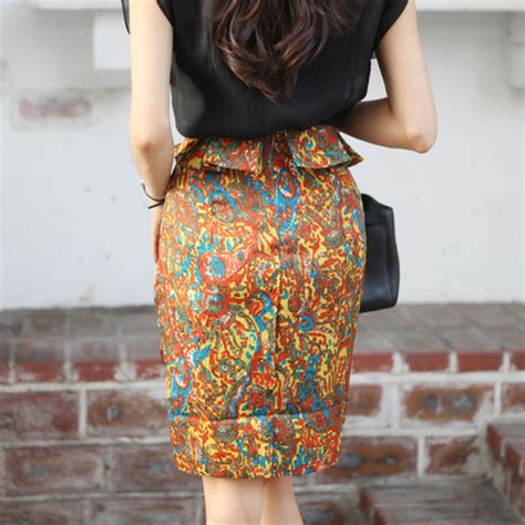 Secret2girls Tulip Print Peplum Skirt Kstylick Latest Korean