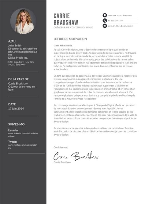 Lettre de motivation de Créateur de contenu en ligne Modèles et Guide
