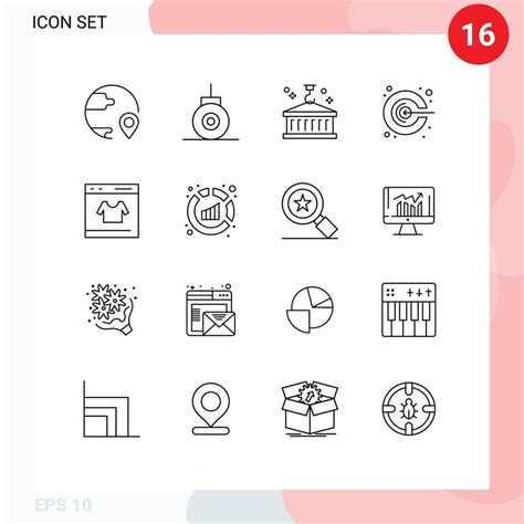 Set Of 16 Commercial Outlines Pack For Card Megaphone Box Marketing Transportation Editable