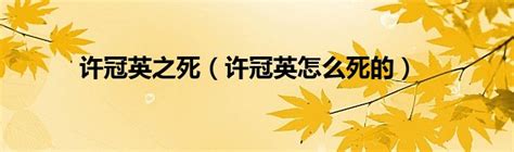 许冠英之死（许冠英怎么死的）环球知识网