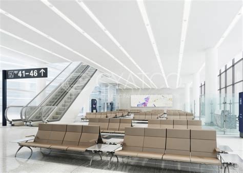 Sandstone Seamless Acoustic Panel With Acoustic Treatment In Airport Terminal Hall And Train