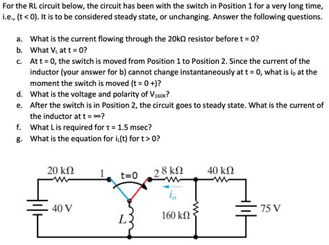 Solved For The RL Circuit Below The Circuit Has Been With Chegg Com