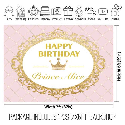 Buy Allenjoy 7x5ft Royal Princess Backdrop For Girls Pink Gold Glitter