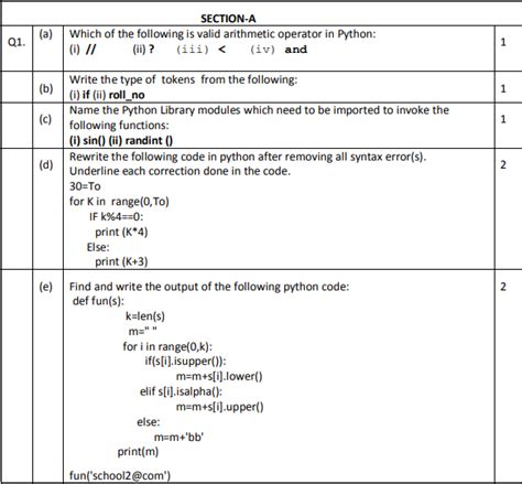 Cbse Sample Paper 2020 Class 12 Computer Science Sample Paper With