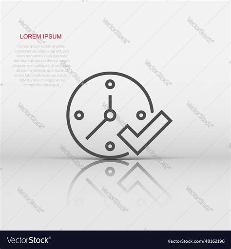 Clock Check Mark Icon In Flat Style Timer Vector Image