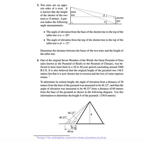 Solved Two Trees Are On Opposite Sides Of A River It Is Chegg Com