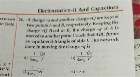 Electrostatics II And Capacitors A Charge Q And Another Charge Q Ar
