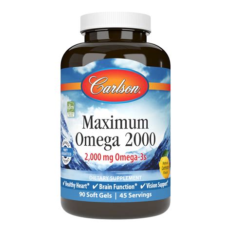 Maximum Omega 2000, Lemon Flavor - Carlson 2000 mg 90/180 caps - MorNatural