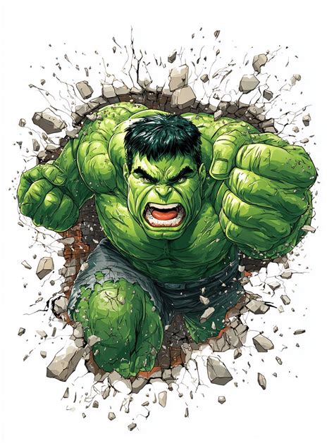 Incredible Hulk Smash Png Green Superhero Crashing Through Wall