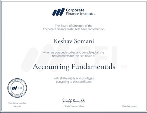 Keshav Somani On Linkedin Got Certified In Accounting Fundamentals At Corporate Finance Institute