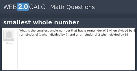 View Question Smallest Whole Number