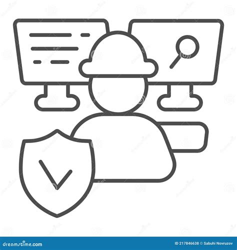 It Specialist At Work Thin Line Icon Pcrepair Concept It Specialist