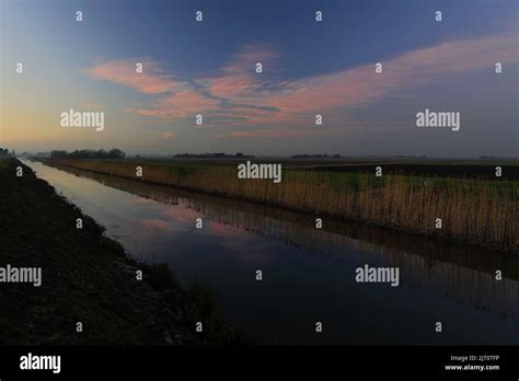 Summer Sunset Over The Old River Nene Near March Town Cambridgeshire