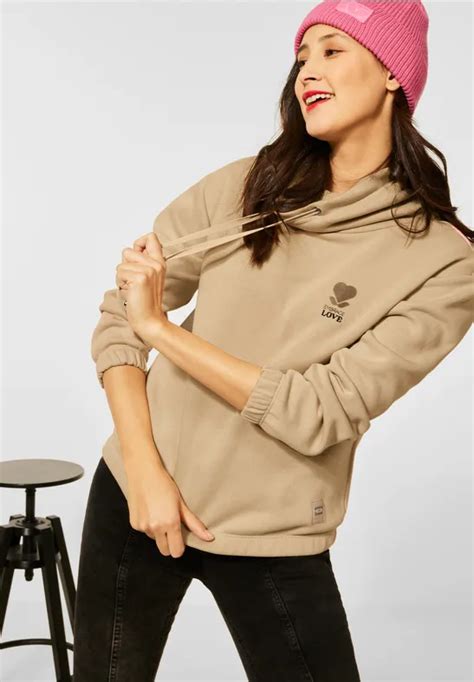 Street One Pullover Mit Wording Für Damen In Beige Street One