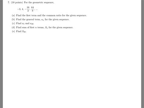 Solved For The Geometric Sequence 3 4 16 3 64 9