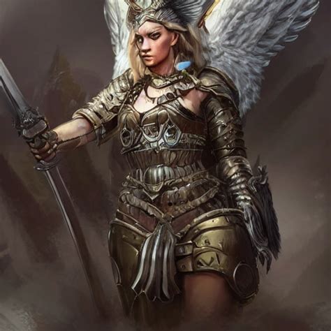 Digital Illustration Of A Valkyrie Masterpiece Extremely Detai