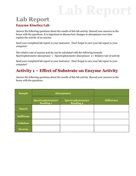Enzyme Kinetics Lab Report Enzyme Kinetics Lab Report 2019 02 13