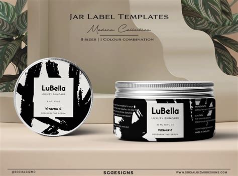 Diy Wrap Around Skincare Label Templates Modern Editable Skincare Jar
