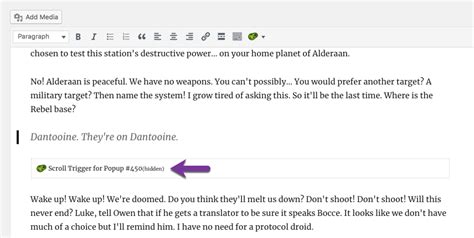 Shortcode Scroll Trigger Point Popup Maker