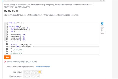 Solved Write A For Loop To Print All NUM VALS Elements Of Chegg