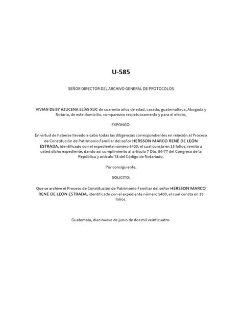 Remision Del Expediente Al Archivo General De Protocolo Patrimonio Pdf