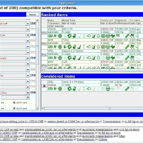 Screenshot Of Our User Interface At The Left Is The Criteria Selection