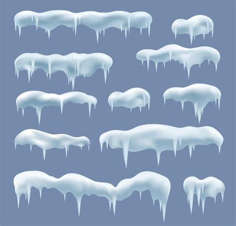 Premium Vector Snow Drifts With Ice Icicles On Blue Background Frozen Ice Caps Christmas And