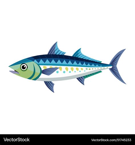Mackerel Fish Isolated Flat On White Background Vector Image