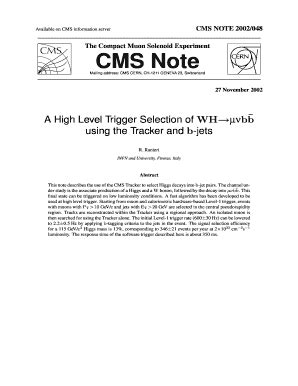 Fillable Online Cdsweb Cern CMS NOTE 2002048 Cdsweb Cern Fax Email