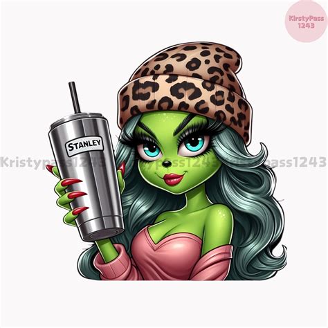 Lady Grinch Png Cute Green Girl Png Lady Grinch Png Boujee Etsy
