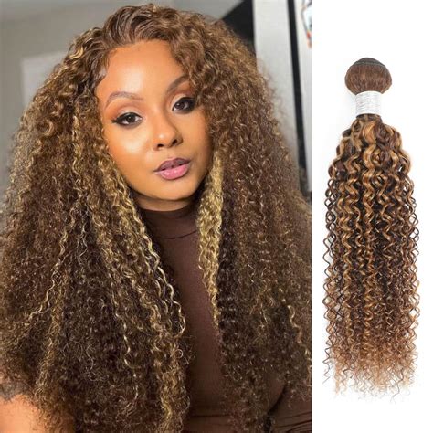 Amazon AUROO Honey Blonde Highlight Tight Kinky Curly Human Hair