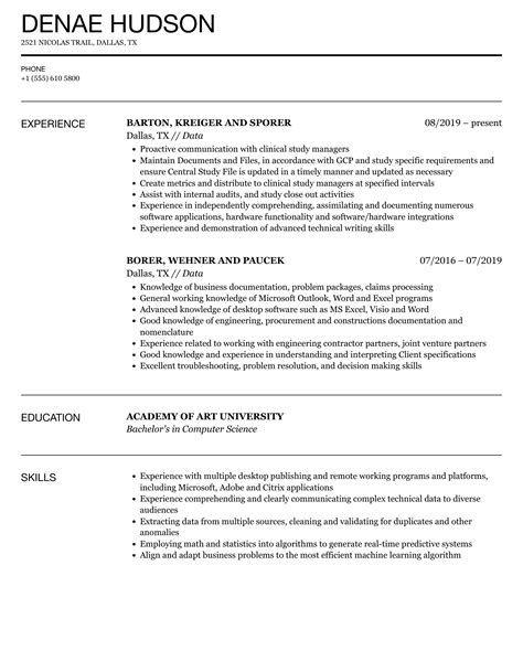 Data Resume Samples Velvet Jobs