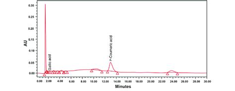 Rp Hplc Chromatogram Of Methanolic Extract Of H Mystax Stem Bark