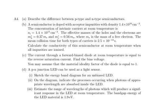 Solved A A Describe The Difference Between P Type And Chegg