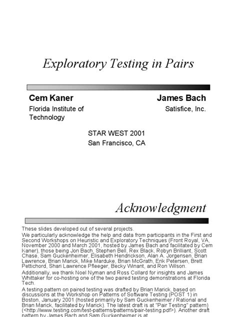 Exploratory Testing In Pairs Cem Kaner James Bach Pdf Computing