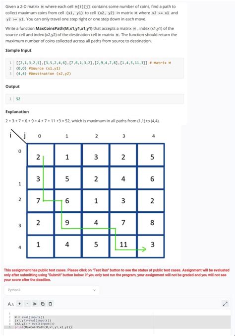Solved Given A 2 D Matrix M Where Each Cell M I J Contains