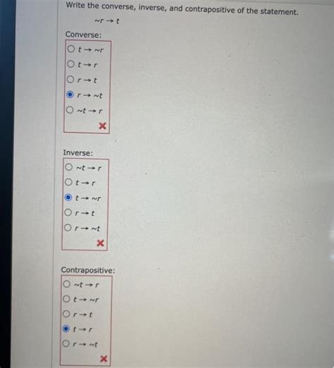 Solved Write The Converse Inverse And Contrapositive Of