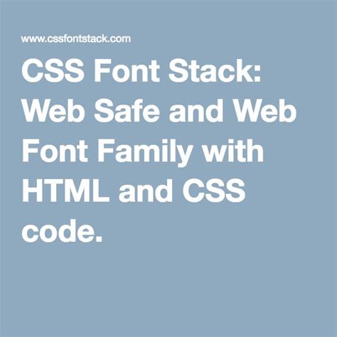 CSS Font Stack Web Safe And Web Font Family With HTML And CSS Code Computer Nerd Computer