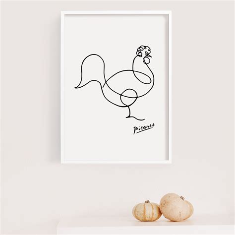 Picasso Rooster Art Picasso Inspired Single Line Art Picasso Etsy